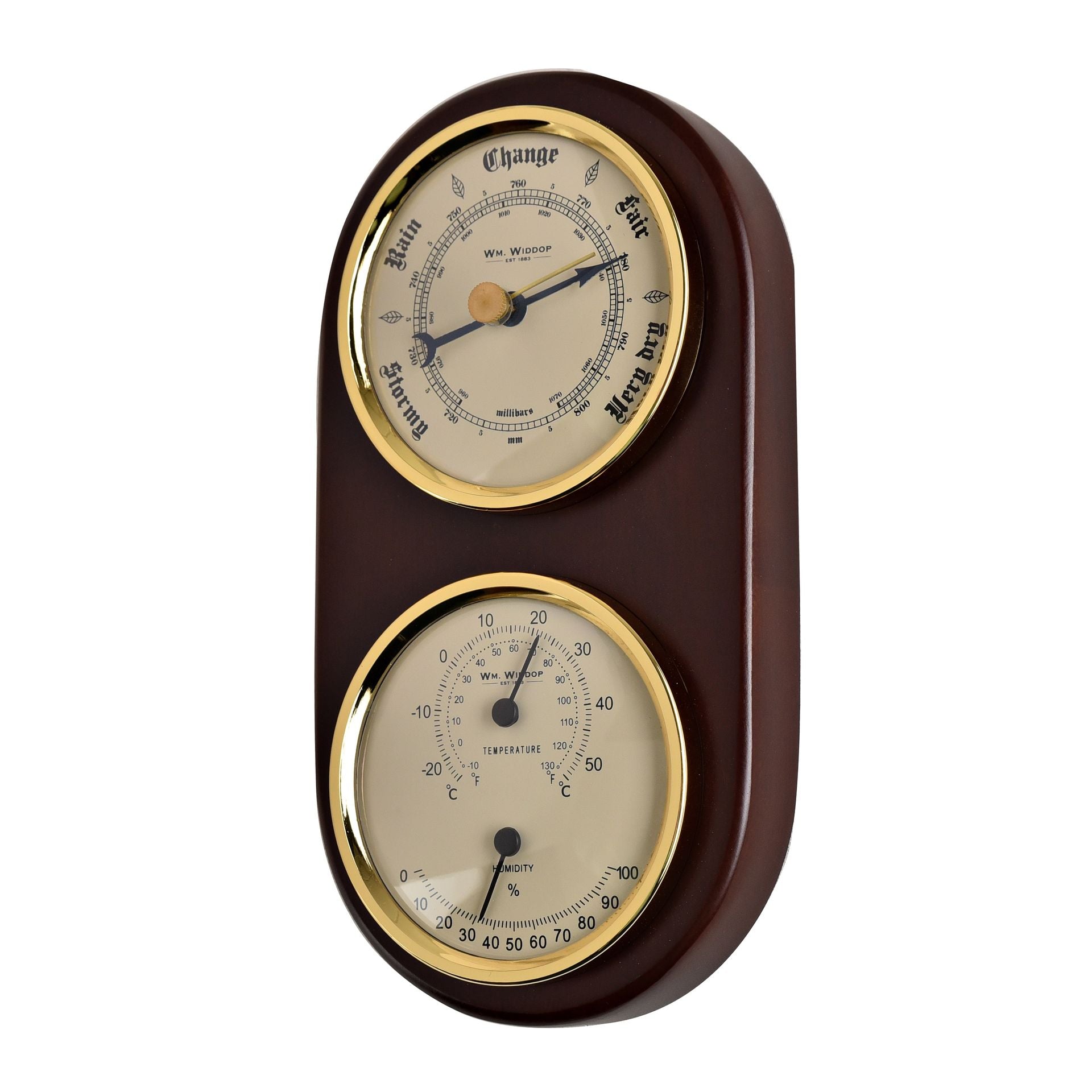 Indoor Weather Station Barometer Thermometer Hygrometer Wood Mahogany ...